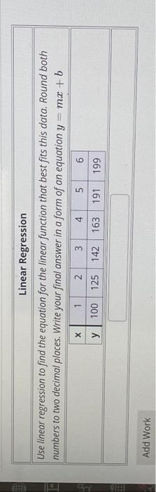 Solved gr Linear Regression Use linear regression to find | Chegg.com