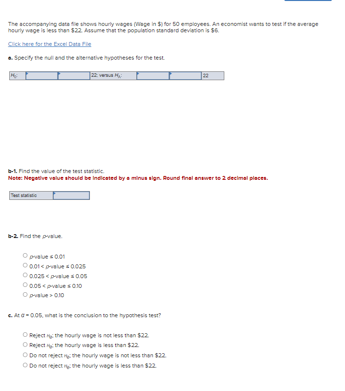 Solved The accompanying data file shows hourly wages (Wage | Chegg.com