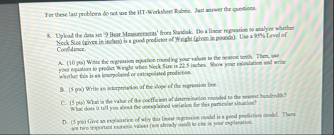 Solved For these last problems do not use the HT-Worksheet | Chegg.com