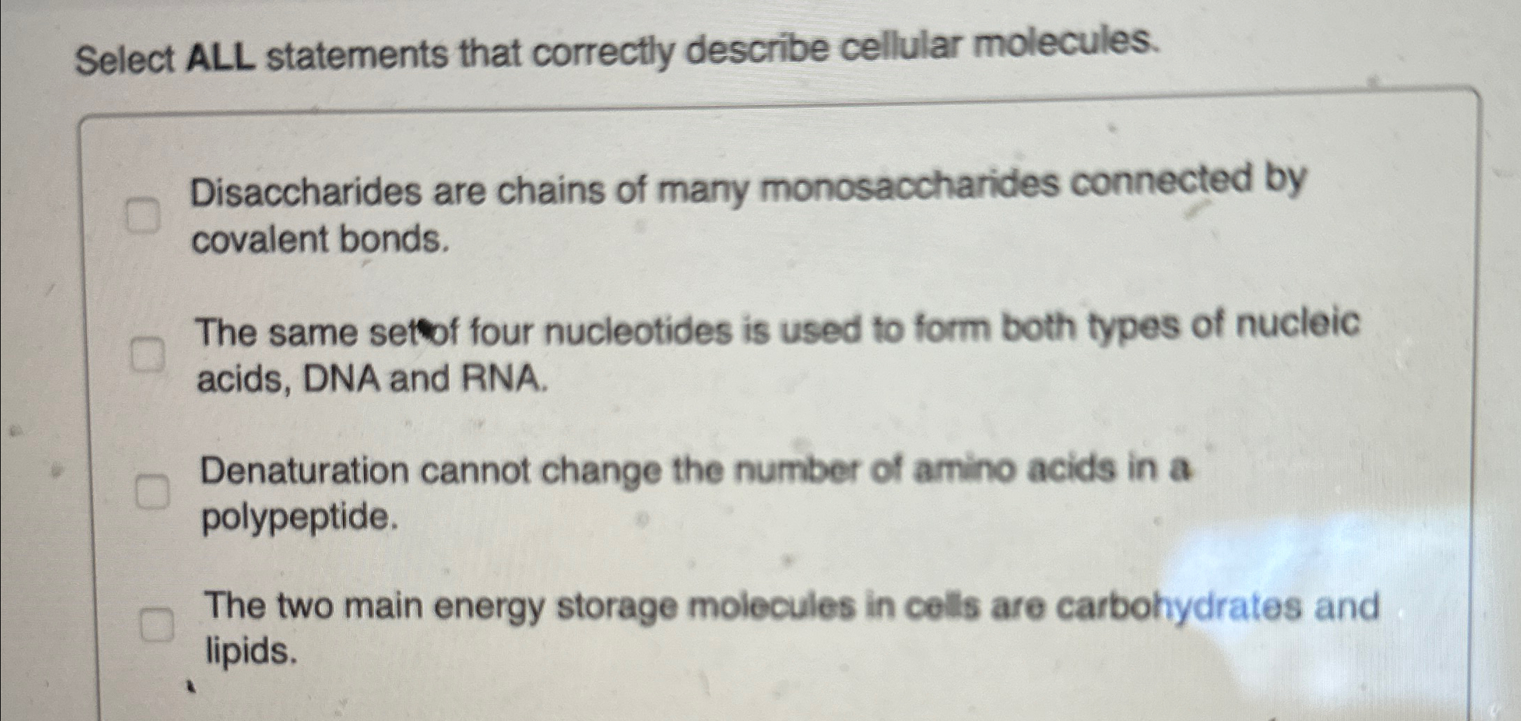 Solved Select ALL statements that correctly describe | Chegg.com