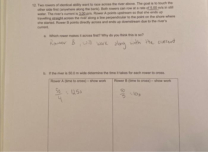using rower B, solve for the following : construct | Chegg.com