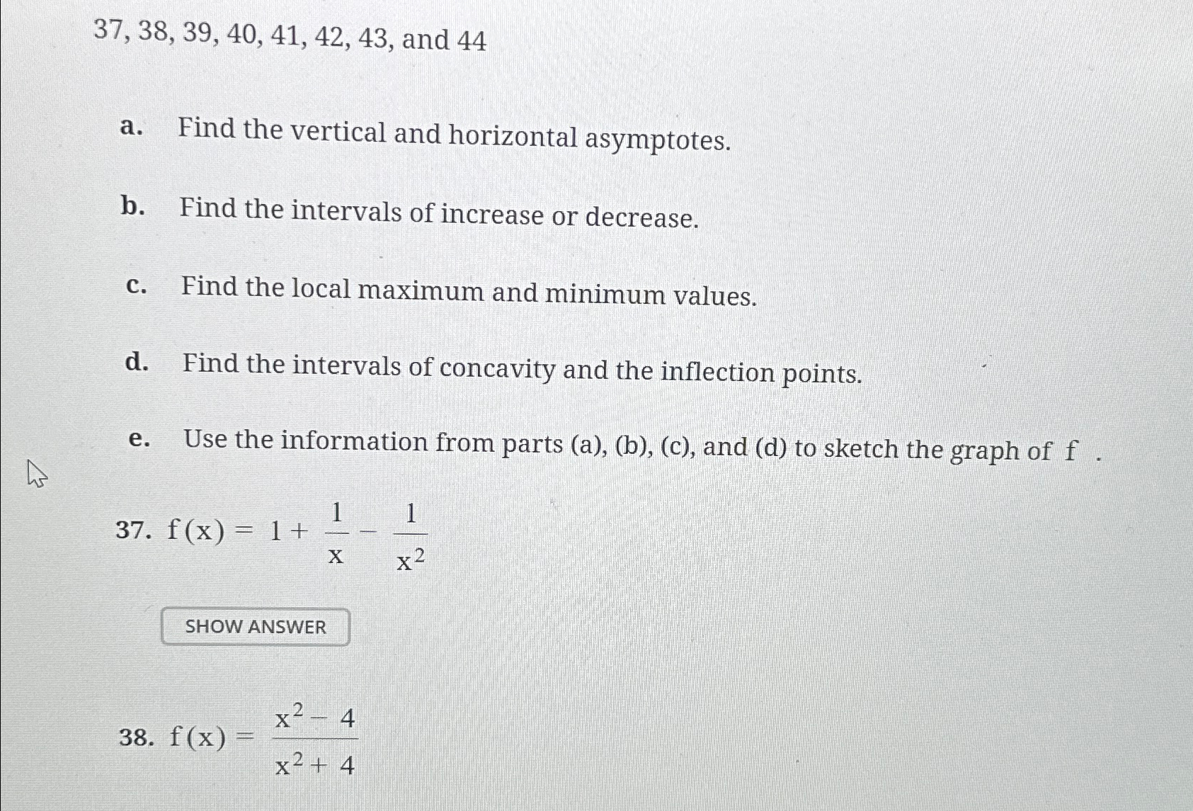 Solved 37,38,39,40,41,42,43, ﻿and 44a. ﻿Find the vertical | Chegg.com