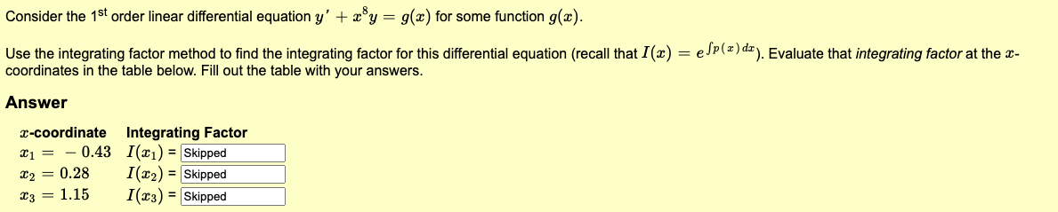 Solved Consider the 1st ﻿order linear differential equation | Chegg.com