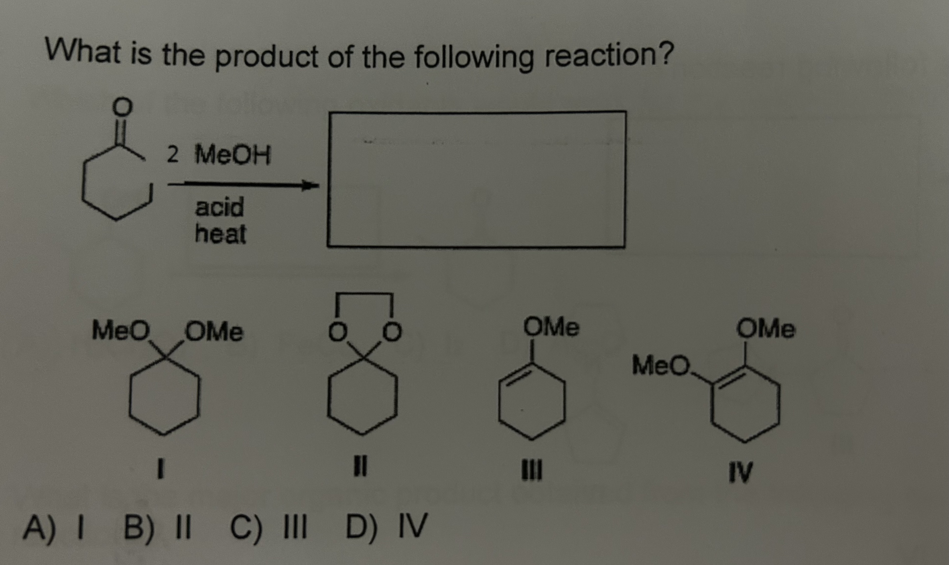 Solved What is the product of the following reaction? | Chegg.com