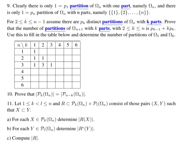 Solved 9. Clearly there is only 1 = p1 partition of N, with | Chegg.com