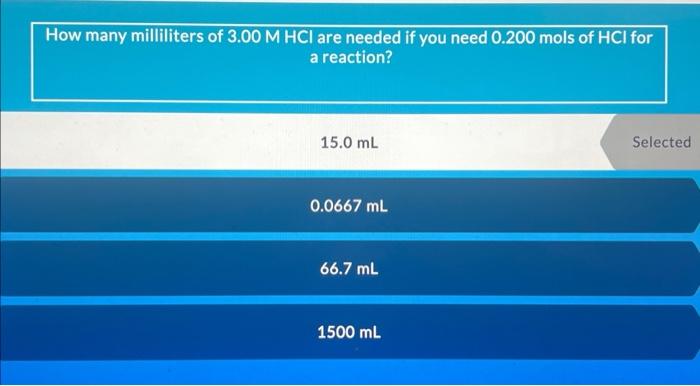 Solved How many milliliters of 3.00MHCl are needed if you | Chegg.com