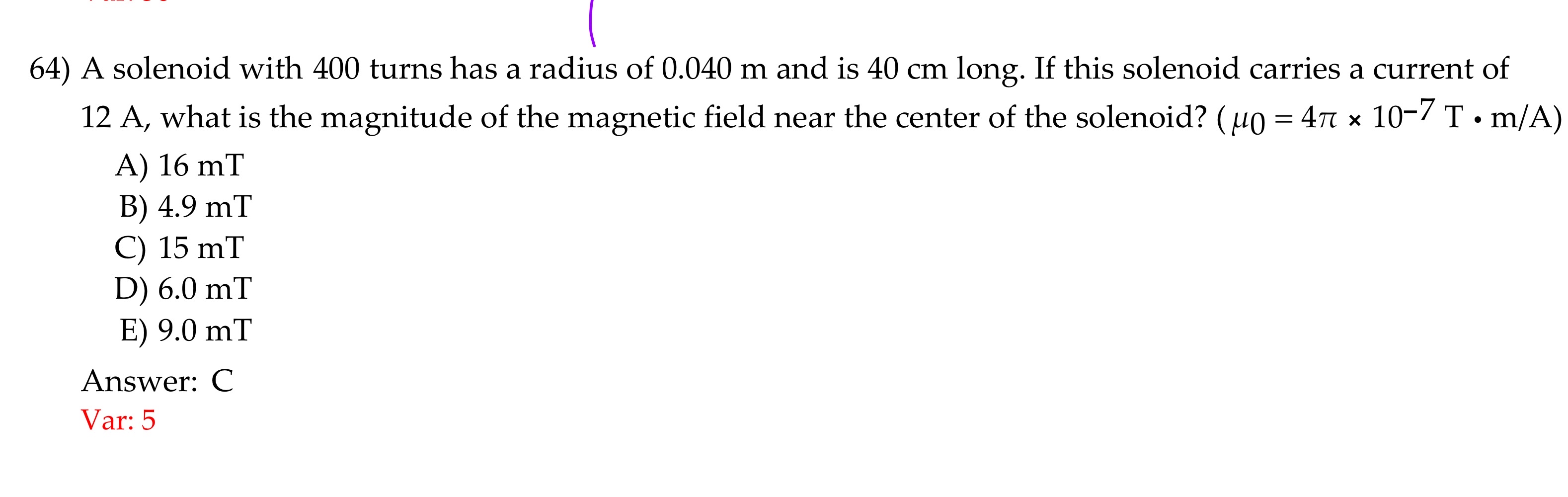 Solved A solenoid with 400 ﻿turns has a radius of 0.040 ﻿m | Chegg.com