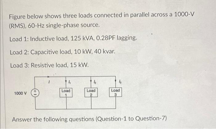 Solved Figure below shows three loads connected in parallel | Chegg.com