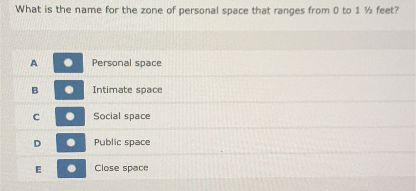 Solved What is the name for the zone of personal space that | Chegg.com