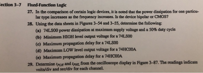 Solved ection 3-7 Fixed-Function Logic 27. In the comparison | Chegg.com