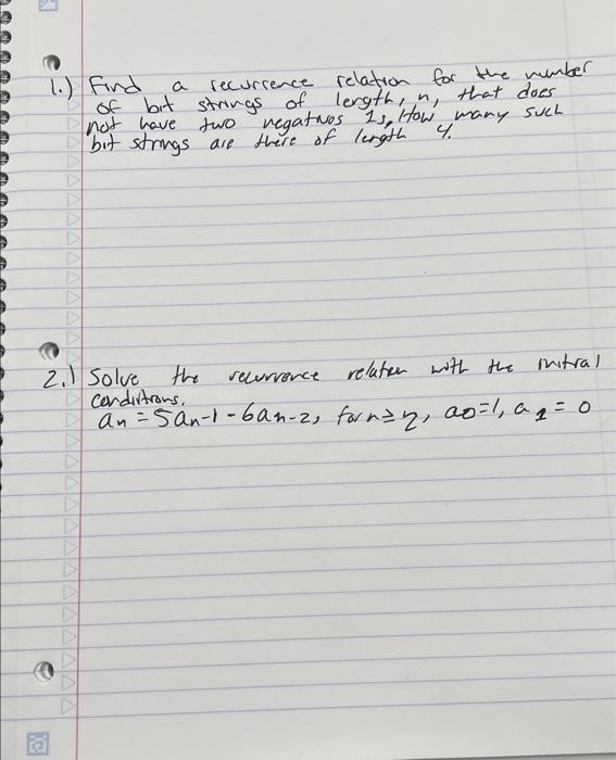 Solved Find a recurrence relation for the number of bit | Chegg.com