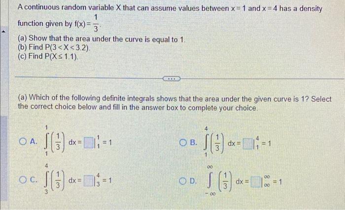 Solved A continuous random variable X that can assume values | Chegg.com