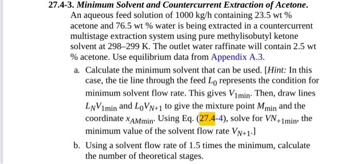 Solved 7.4-3. Minimum Solvent and Countercurrent Extraction | Chegg.com