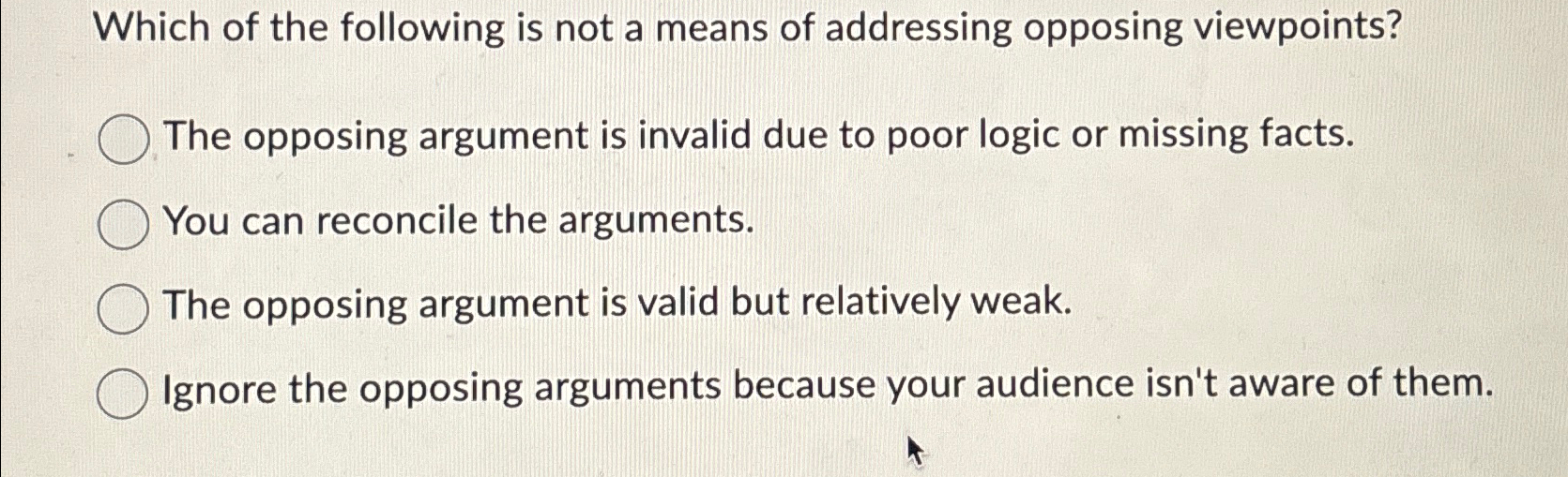 Solved Which of the following is not a means of addressing | Chegg.com