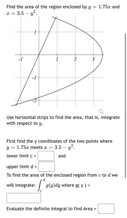 Solved Find the area of the region enclosed by y=1.75x and | Chegg.com