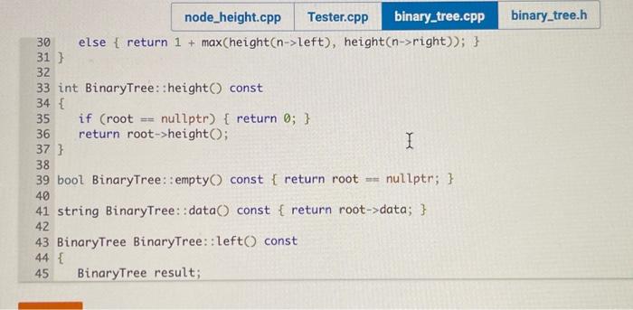 Solved The BinaryTree class of the 'A Binary Tree | Chegg.com