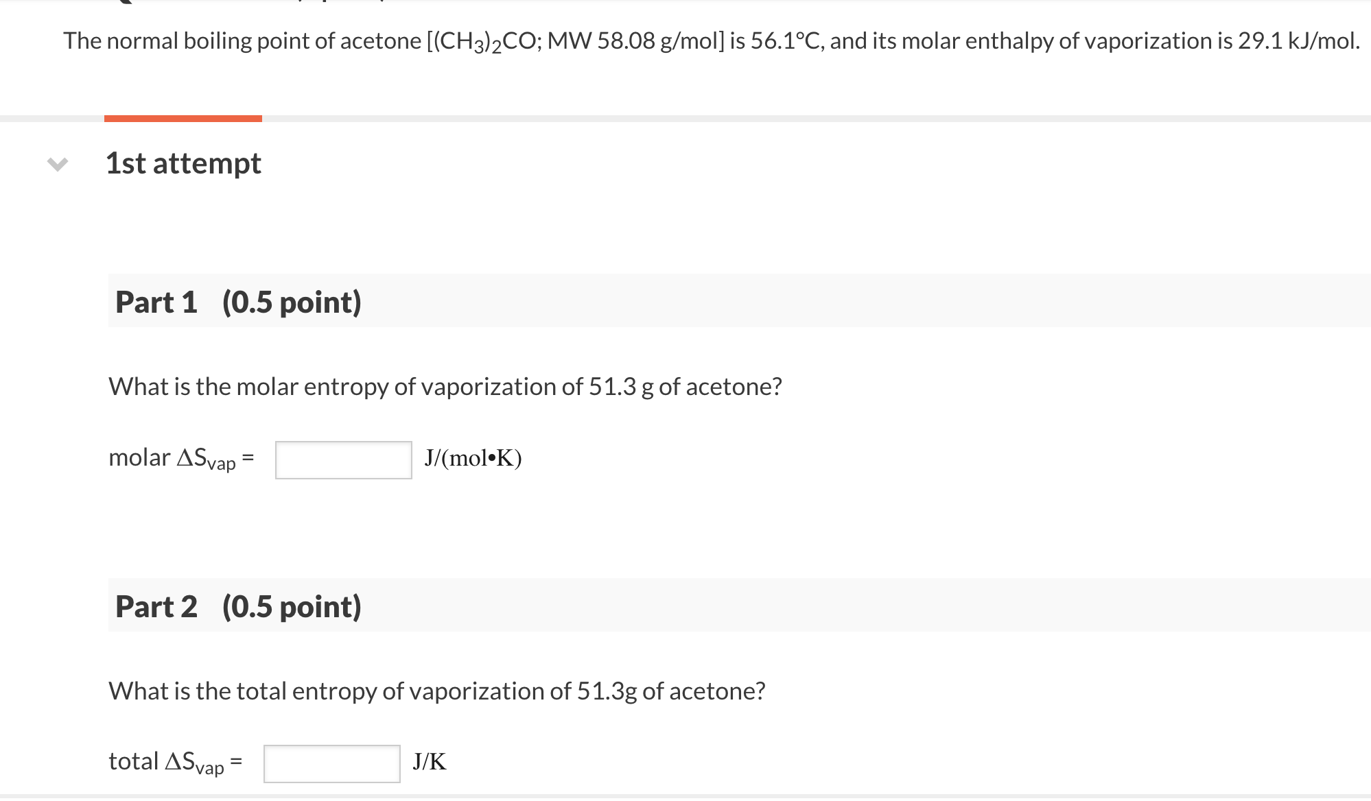 Solved The normal boiling point of acetone | Chegg.com