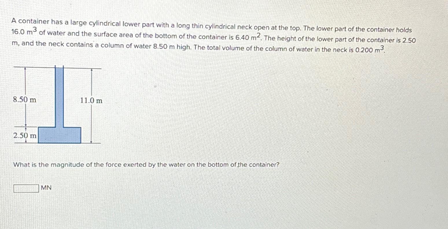 Solved A container has a large cylindrical lower part with a | Chegg.com