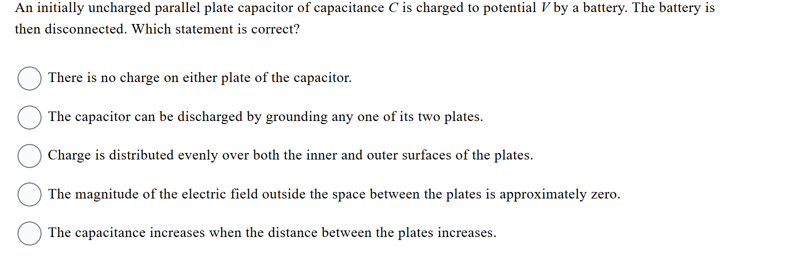 Solved An initially uncharged parallel plate capacitor of | Chegg.com