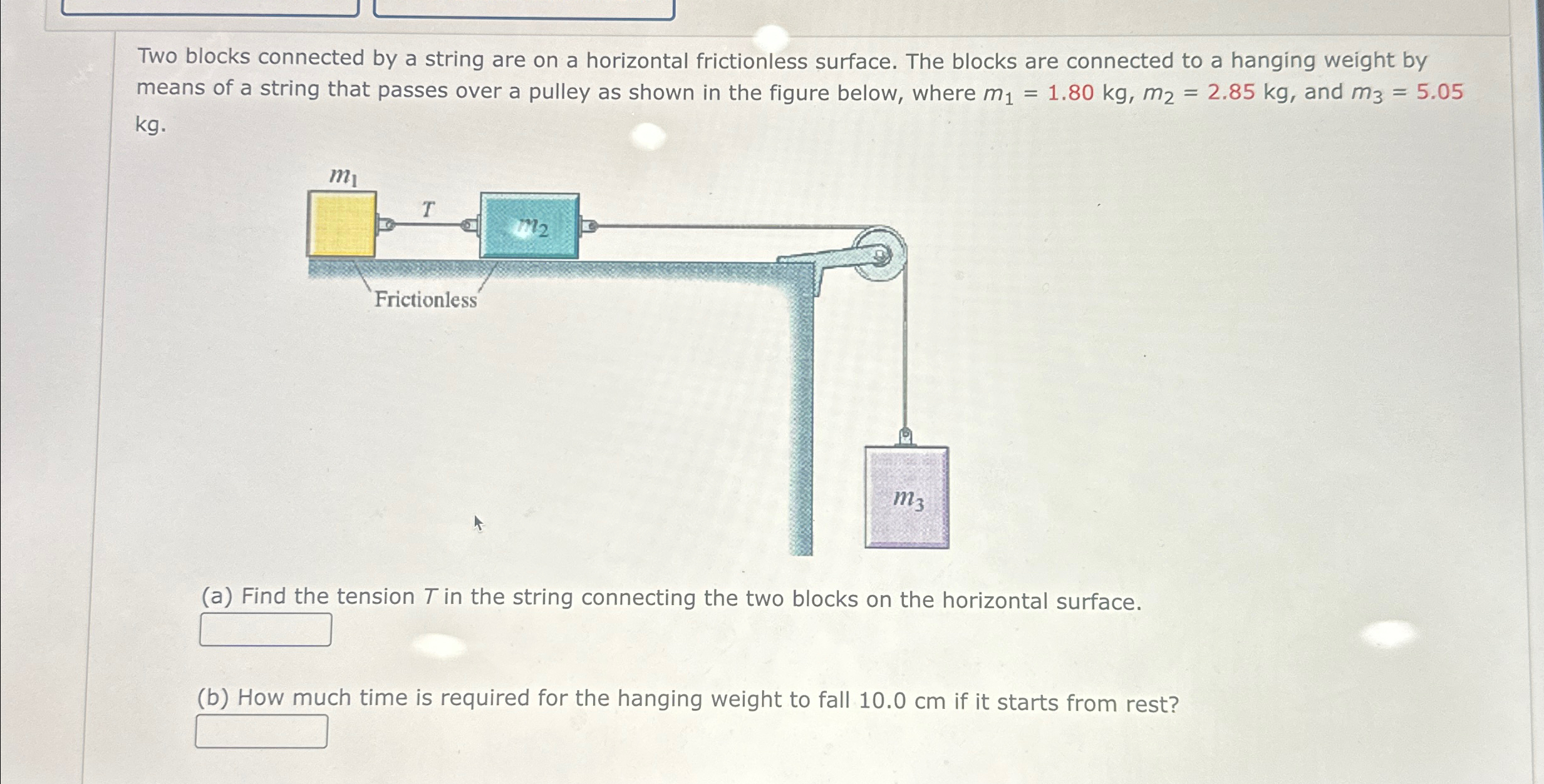 Solved Two blocks connected by a string are on a horizontal | Chegg.com