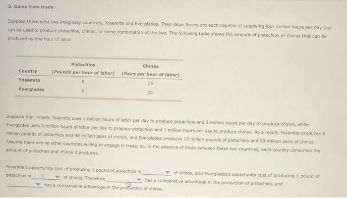 Solved 3. Gains from trade Suppose there exist two imaginary | Chegg.com