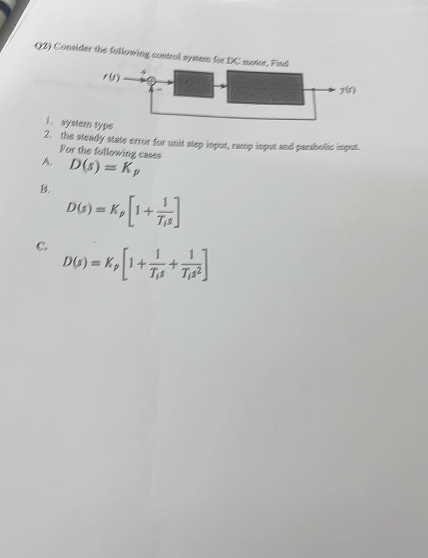 Solved Q2) Conisider the following control system or toc 1. | Chegg.com