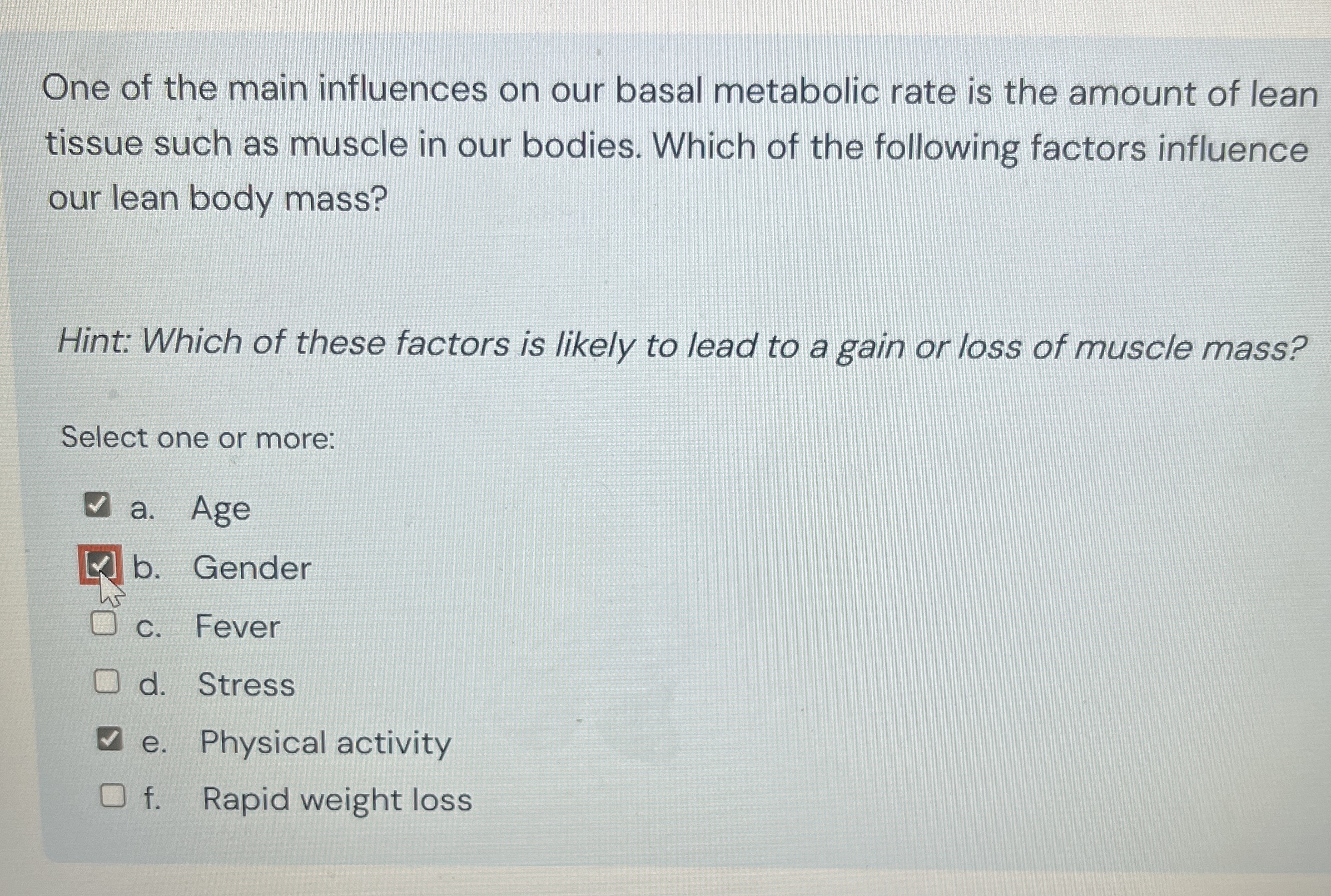 Solved One of the main influences on our basal metabolic | Chegg.com