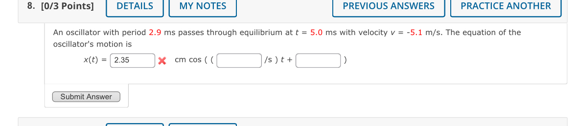 Solved [0/3 ﻿Points]PRACTICE ANOTHERAn oscillator with | Chegg.com