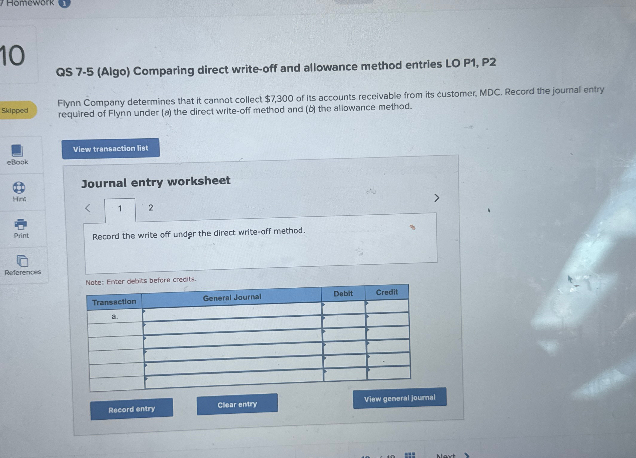 Solved QS 7-5 (Algo) ﻿Comparing direct write-off and | Chegg.com