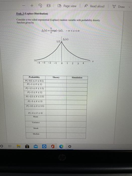Solved + 9 BD Page view A Read aloud Draw Prob. 3 (Laplace | Chegg.com