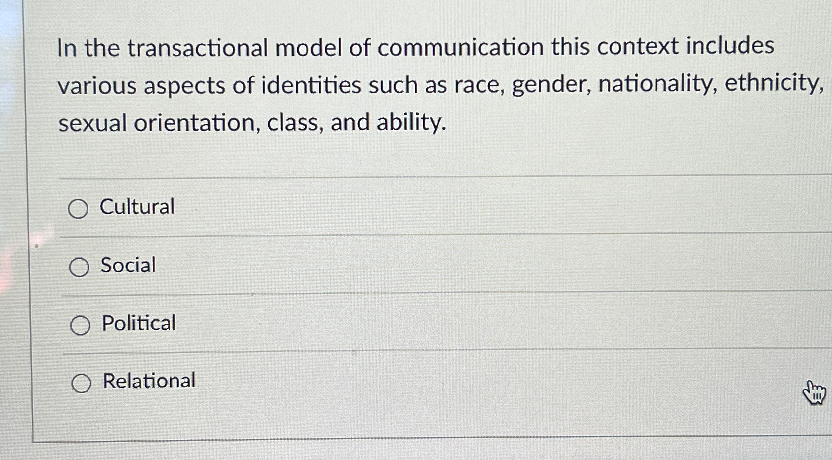 Solved In the transactional model of communication this | Chegg.com