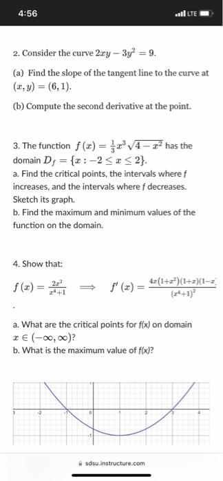 Solved 2. Consider the curve 2xy−3y2=9. (a) Find the slope | Chegg.com