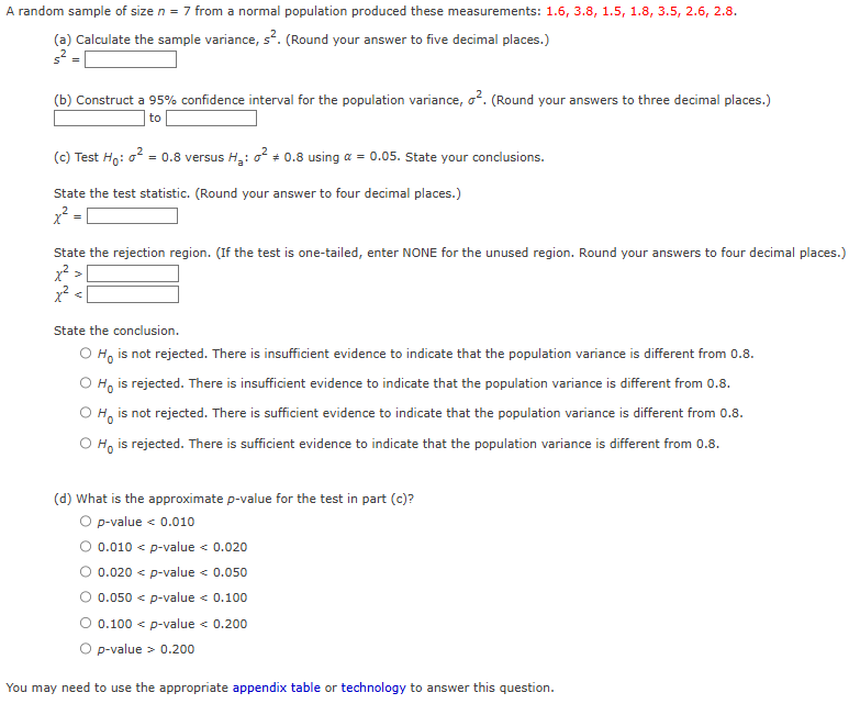 Solved by an EXPERT A random sample of ﻿size n=7 ﻿from a normal | Chegg.com