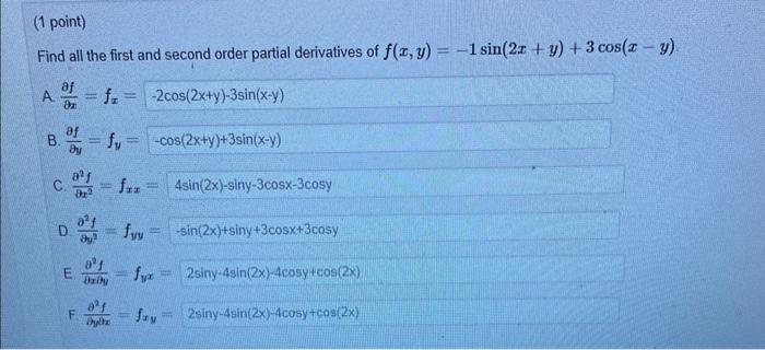 Solved Find all the first and second order partial | Chegg.com