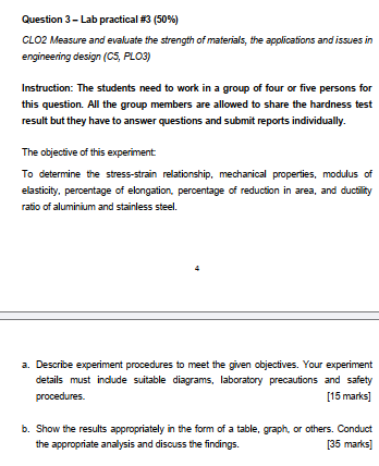 Solved Question 3- ﻿Lab practical ##3 (50%)CLO2 ﻿Measure and | Chegg.com