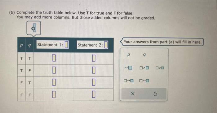 Solved Consider statements p and q. p: Tammy is practicing | Chegg.com