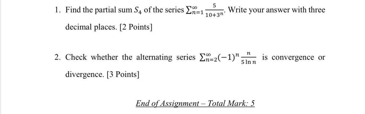 Solved Find the partial sum S4 ﻿of the series ∑n=1∞510+3n. | Chegg.com