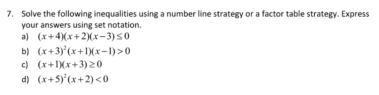 Solved Solve the following inequalities using a number line | Chegg.com
