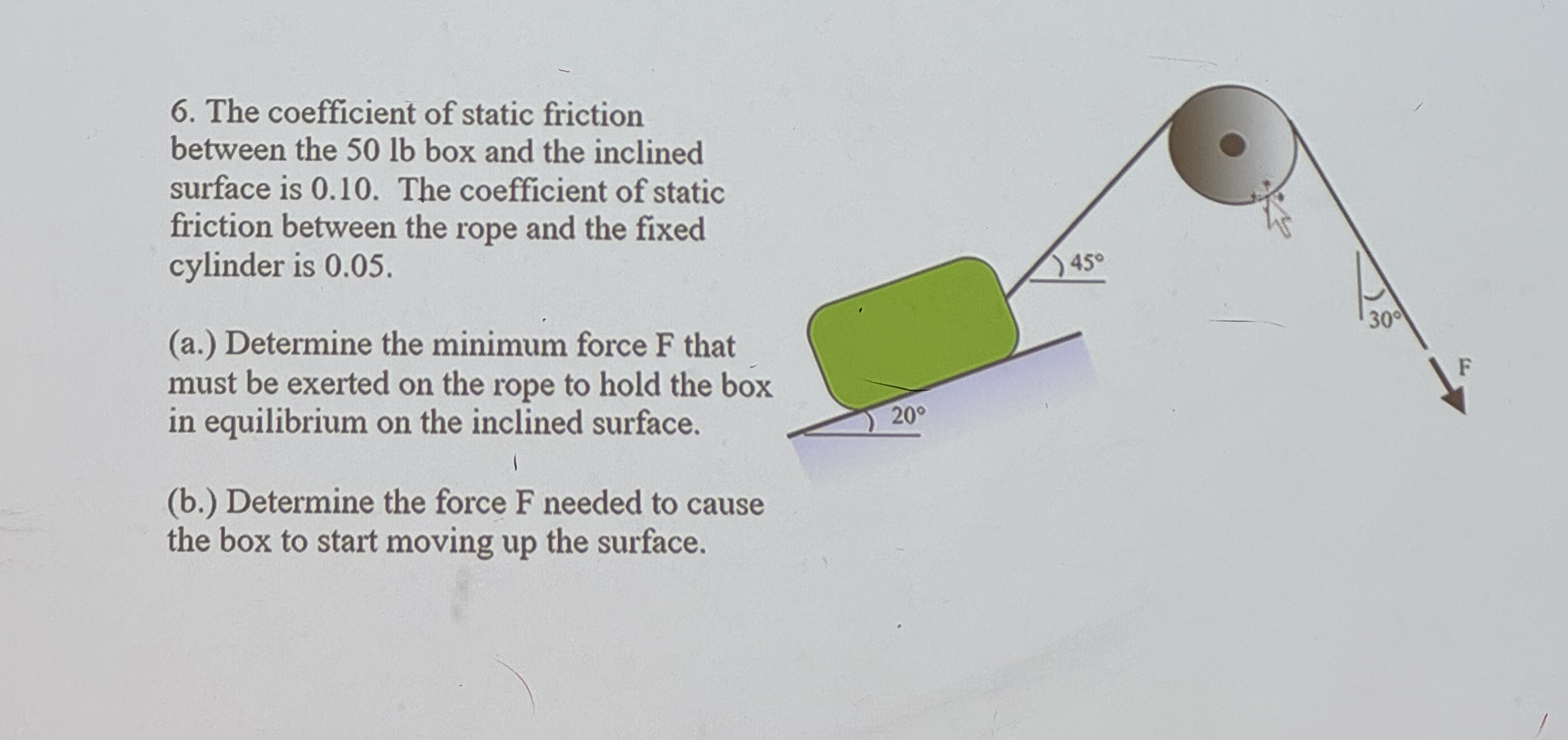 Solved The coefficient of static friction between the 50 ﻿lb | Chegg.com