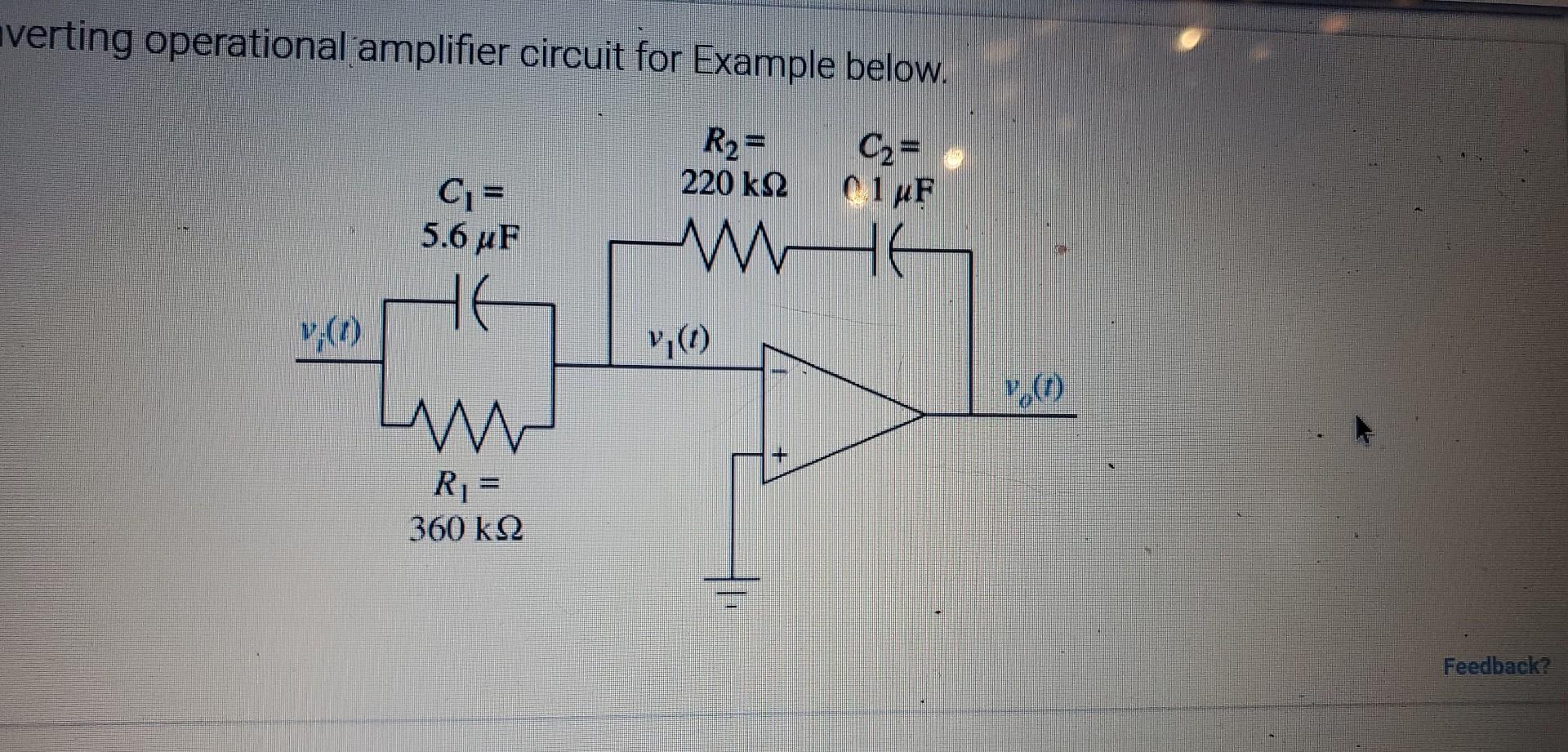 Solved verting operational amplifier circuit for Example | Chegg.com