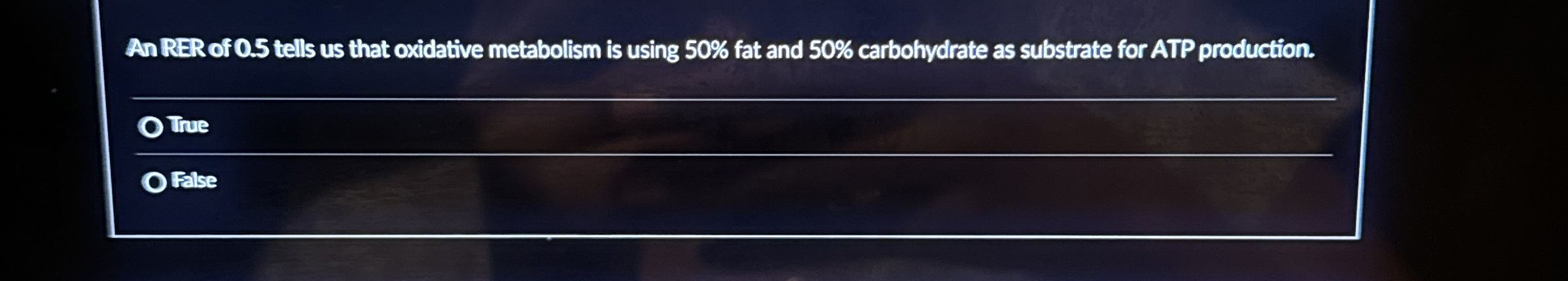 Solved An RER of 0.5 ﻿tells us that oxidative metabolism is | Chegg.com