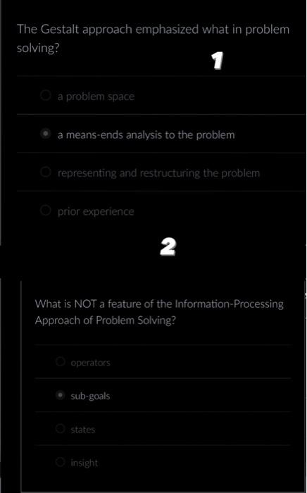 Solved The Gestalt approach emphasized what in problem | Chegg.com