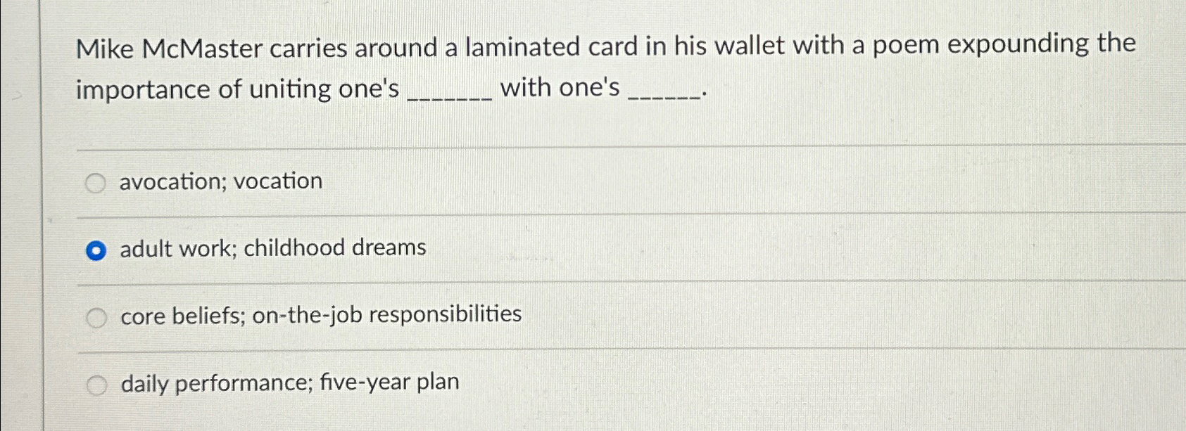 Solved Mike McMaster carries around a laminated card in his | Chegg.com