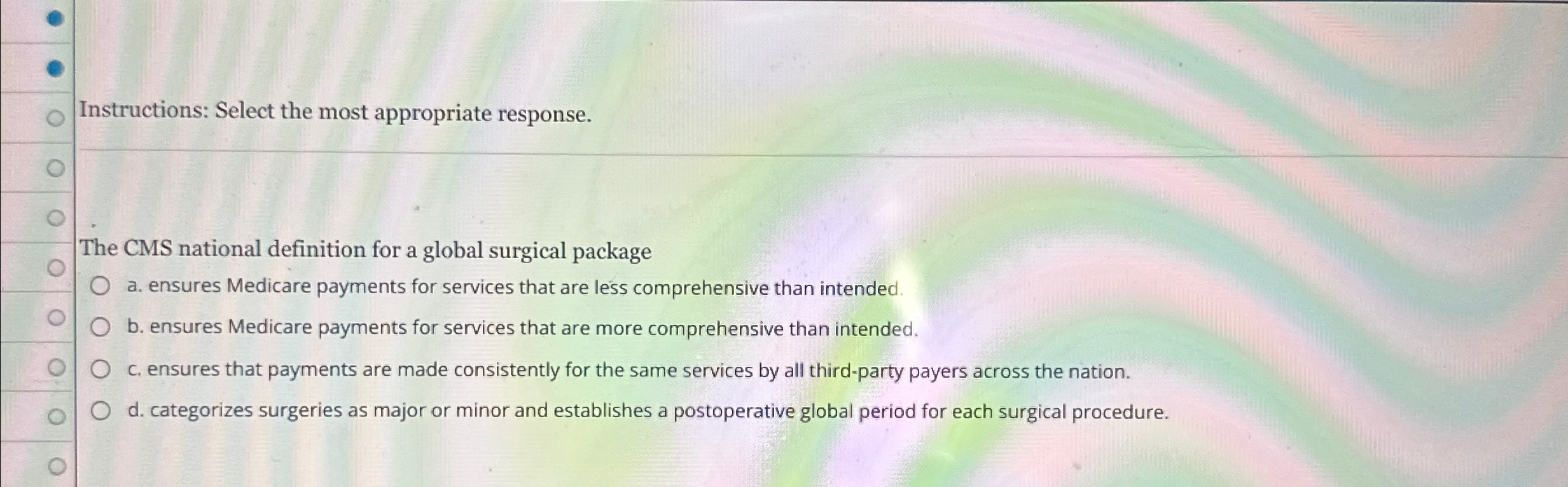 Solved Instructions: Select the most appropriate | Chegg.com