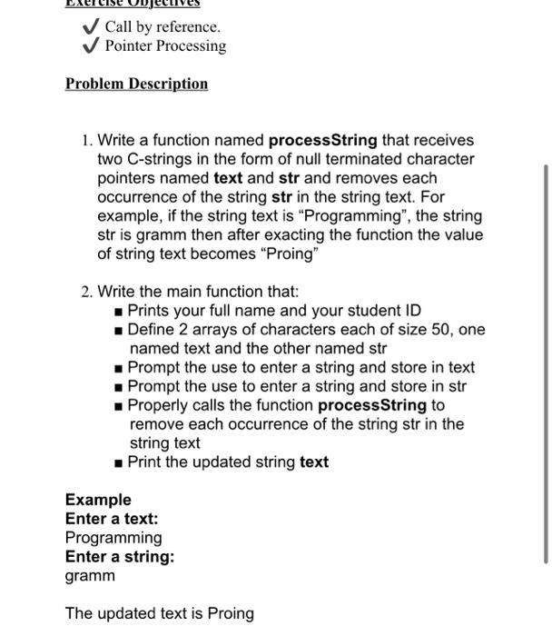Solved 1. Write a function named processString that receives | Chegg.com