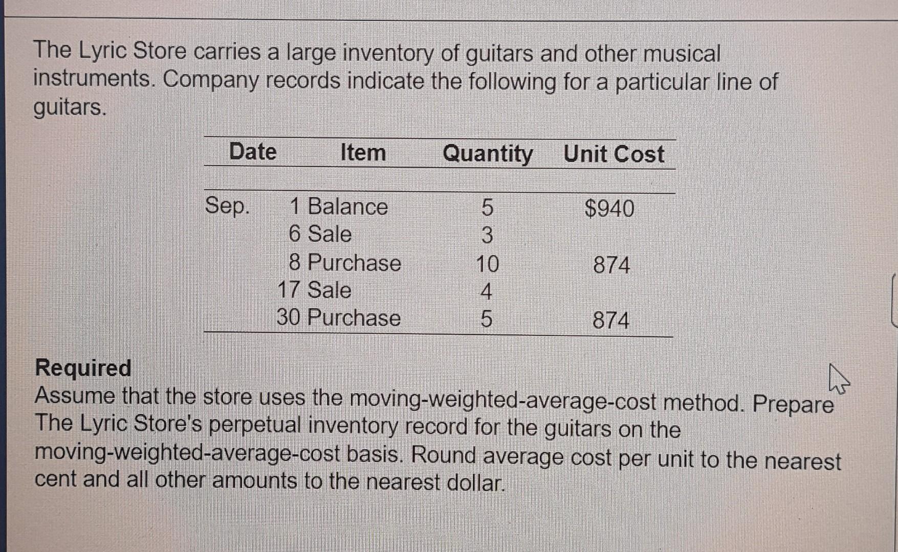 Solved The Lyric Store carries a large inventory of guitars | Chegg.com