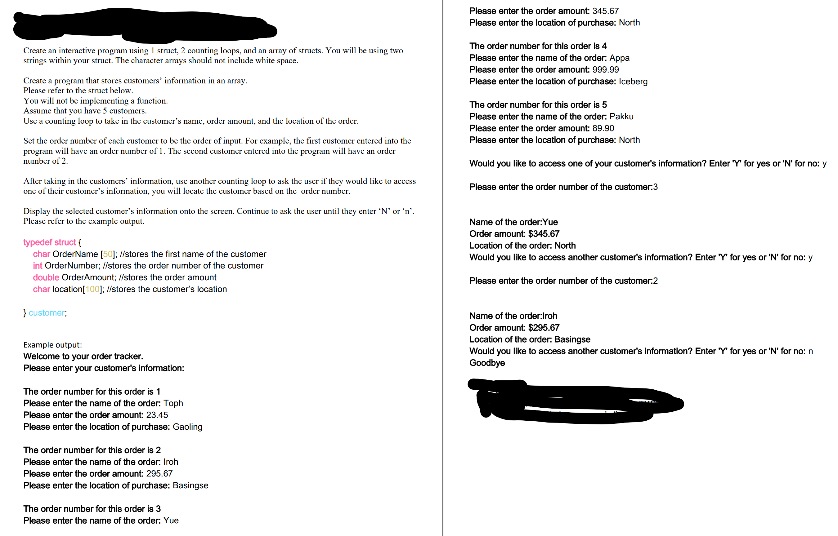 Solved Need help Writing this Program in C:Create an | Chegg.com