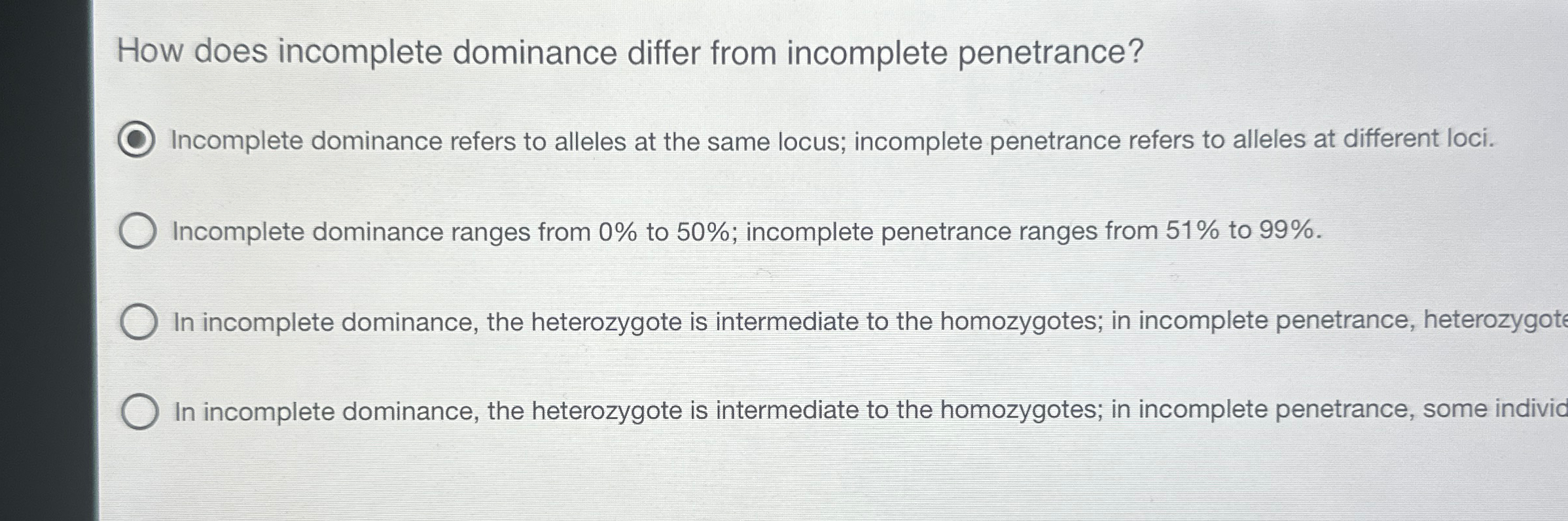 Solved How does incomplete dominance differ from incomplete | Chegg.com