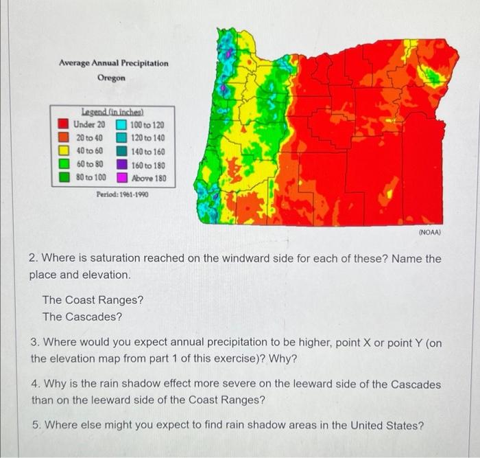 Solved Average Annual Precipitation Oregon Legendfin inches) | Chegg.com