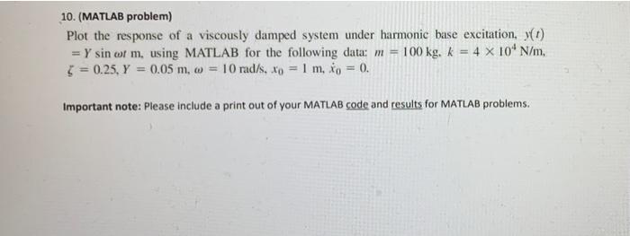 Solved 10. (MATLAB problem) Plot the response of a viscously | Chegg.com